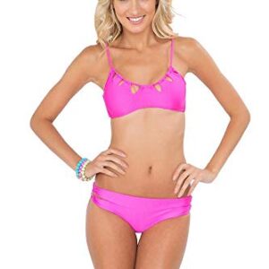 Luli Fama Women's Borrachera De Mar Zig Zag Cut-Out Bra Bikini Top, Too Hot Miami, Medium