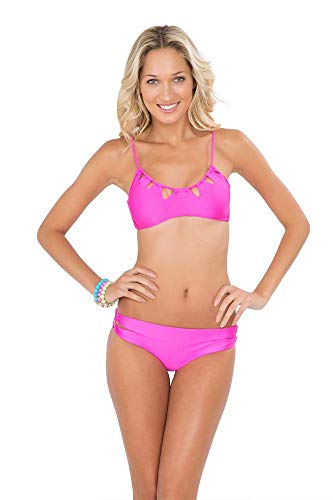 Luli Fama Women's Borrachera De Mar Zig Zag Cut-Out Bra Bikini Top, Too Hot Miami, Medium