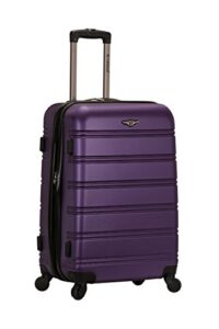 rockland melbourne hardside expandable spinner wheel luggage, purple, checked-medium 24-inch