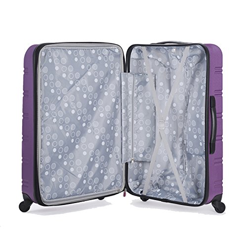 Rockland Melbourne Hardside Expandable Spinner Wheel Luggage, Purple, Checked-Medium 24-Inch