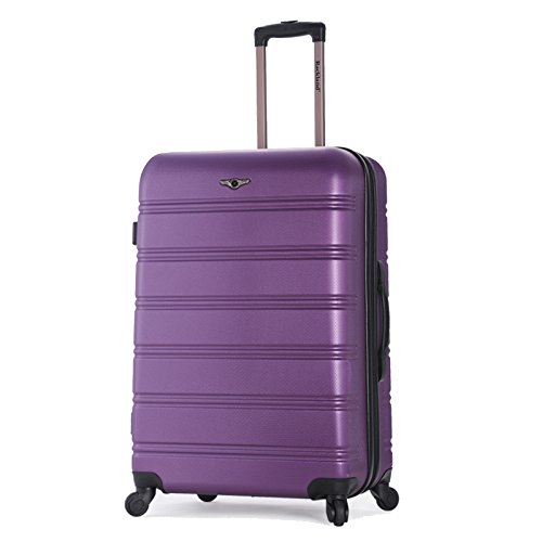 Rockland Melbourne Hardside Expandable Spinner Wheel Luggage, Purple, Checked-Medium 24-Inch