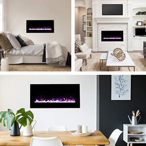 36-Inch Wall-Mounted Electric Fireplace – LED Fire Flames with Remote – Adjustable Flame Color, Brightness and Heat by Northwest (Black)