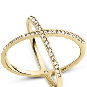 Michael Kors Pave X Gold Ring, Size 6