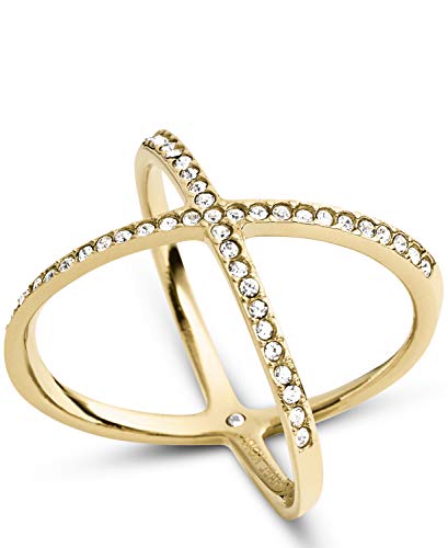 Michael Kors Pave X Gold Ring, Size 6