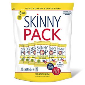 Skinny Popcorn White Cheddar Snack Packs, Halloween Snacks for Kids, 0.65 Oz, 6 Count