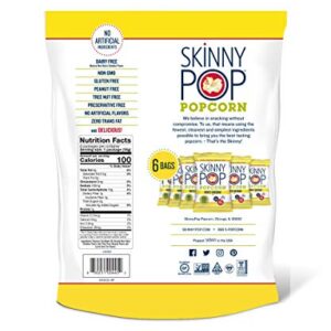 Skinny Popcorn White Cheddar Snack Packs, Halloween Snacks for Kids, 0.65 Oz, 6 Count