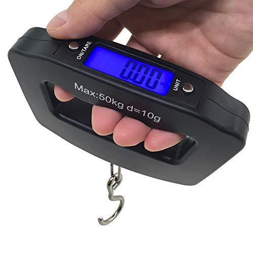 AFUNTA 50Kg 10g LCD Home Electronic Digital Portable Hanging Weight Hook Travel Luggage Scale