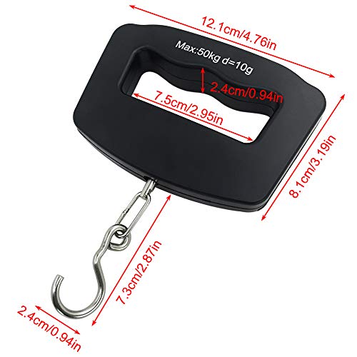 AFUNTA 50Kg 10g LCD Home Electronic Digital Portable Hanging Weight Hook Travel Luggage Scale