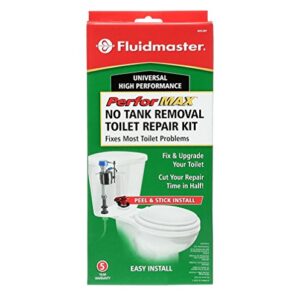 Fluidmaster 400CARP5 Universal No Tank Removal PerforMAX Kit, High Performance Toilet Fill Valve and Adjustable Flush Valve Repair Kit Including Flapper, For 2-Inch Toilet Flush Valves