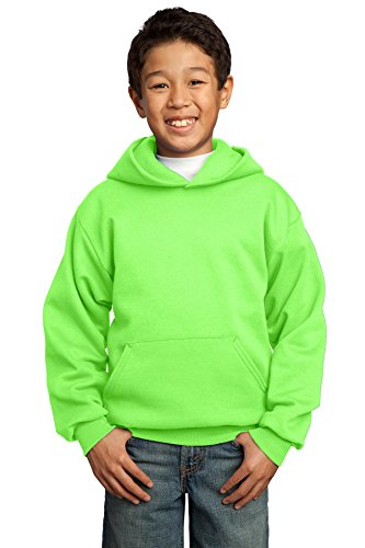 Port & Company - Youth Core Fleece Pullover Hooded Sweatshirt M Neon Green