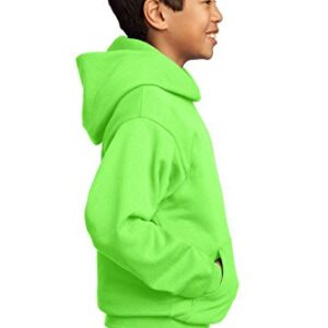 Port & Company - Youth Core Fleece Pullover Hooded Sweatshirt M Neon Green