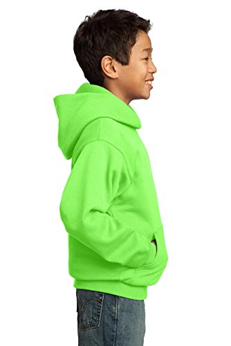 Port & Company - Youth Core Fleece Pullover Hooded Sweatshirt M Neon Green