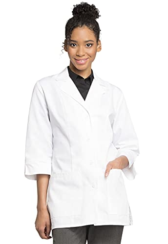 Cherokee Professionals with Certainty Women Scrubs Lab Coats 30" 3/4 Sleeve Plus Size 1470A, 2XL, White