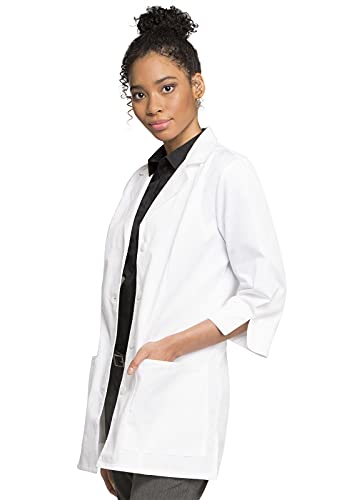 Cherokee Professionals with Certainty Women Scrubs Lab Coats 30" 3/4 Sleeve Plus Size 1470A, 2XL, White