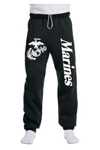 usmc marines logo sweatpants united states marine pants black, large