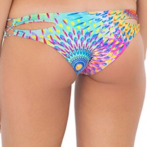 Luli Fama Women's Bajo Un Mismo Sol Zig-Zag Open Side Moderate Bikini Bottom, Multi, Large