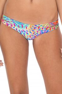 luli fama women's bajo un mismo sol zig-zag open side moderate bikini bottom, multi, large