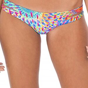 Luli Fama Women's Bajo Un Mismo Sol Zig-Zag Open Side Moderate Bikini Bottom, Multi, Large