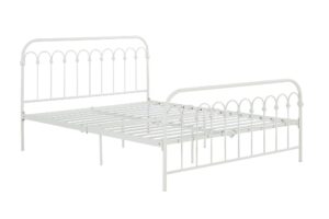 novogratz bright pop metal bed, adjustable height for underbed storage (6.5" or 11"), metal slats included, full, white