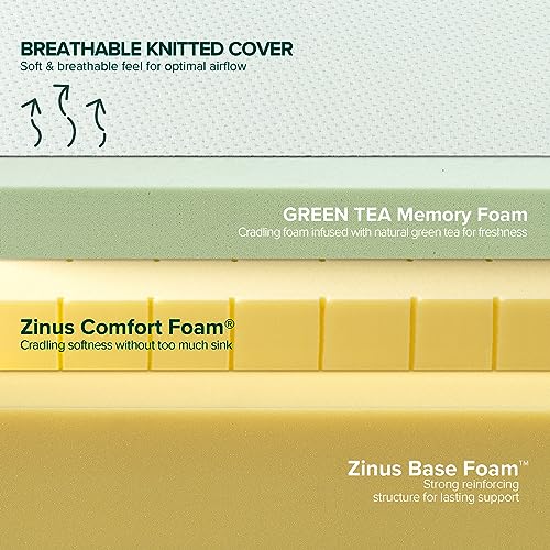 Zinus 10 Inch Green Tea Memory Foam Mattress / CertiPUR-US Certified / Bed-in-a-Box / Pressure Relieving, Full,White