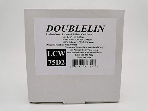 Prewound Bobbin, Card Board, Size L (SA155, Size 9.4), White Color, 144pcs per Box, 75D/2 Polyester, Doublelin,Compatible with Babylock, Barudan, Bernina, Brother, Consew, Singer, Tajima and More