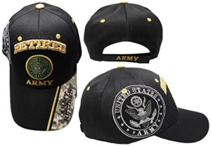 retired army black w/ seal embroidered baseball cap hat usa us military