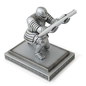 ThinkGeek Executive Knight Pen Holder - Fancy Black-Inked Pen with Refillable Ink Included - A ThinkGeek Creation and Exclusive, Silver/Grey, One Size (71543)