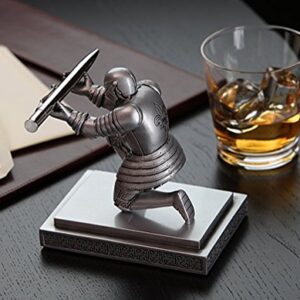 ThinkGeek Executive Knight Pen Holder - Fancy Black-Inked Pen with Refillable Ink Included - A ThinkGeek Creation and Exclusive, Silver/Grey, One Size (71543)