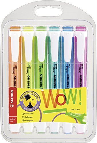 Highlighter - STABILO Swing Cool - Pack of 6 - Assorted Colors