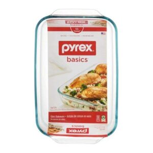 pyrex basics 3 quart oblong glass baking dish, clear 9 x 13 inch (set of 2)