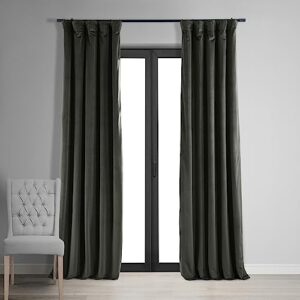 hpd half price drapes signature blackout velvet curtains 96 inches long heat & full light blocking blackout curtain for bedroom & living room (1 panel), 50w x 96l, gunmetal grey