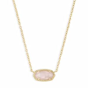 Kendra Scott Elisa Pendant Necklace for Women, Fashion Jewelry, 14k Gold-Plated, Rose Quartz