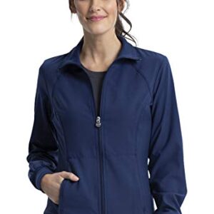 Cherokee Infinity Zip Front Scrub Jackets for Women, 4-Way Stretch Fabric 2391A, M, Navy