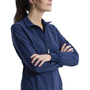 Cherokee Infinity Zip Front Scrub Jackets for Women, 4-Way Stretch Fabric 2391A, M, Navy