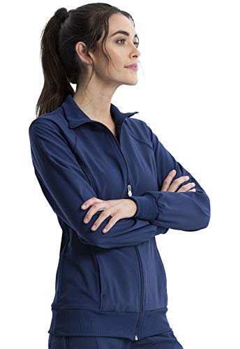 Cherokee Infinity Zip Front Scrub Jackets for Women, 4-Way Stretch Fabric 2391A, M, Navy