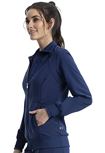 Cherokee Infinity Zip Front Scrub Jackets for Women, 4-Way Stretch Fabric 2391A, M, Navy