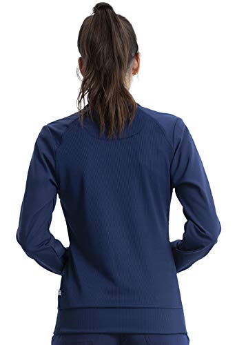 Cherokee Infinity Zip Front Scrub Jackets for Women, 4-Way Stretch Fabric 2391A, M, Navy