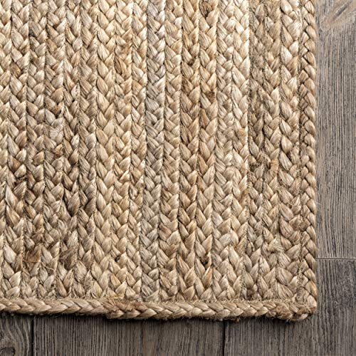 nuLOOM Rigo Hand Woven Farmhouse Jute Area Rug, 4' x 6' Oval, Natural