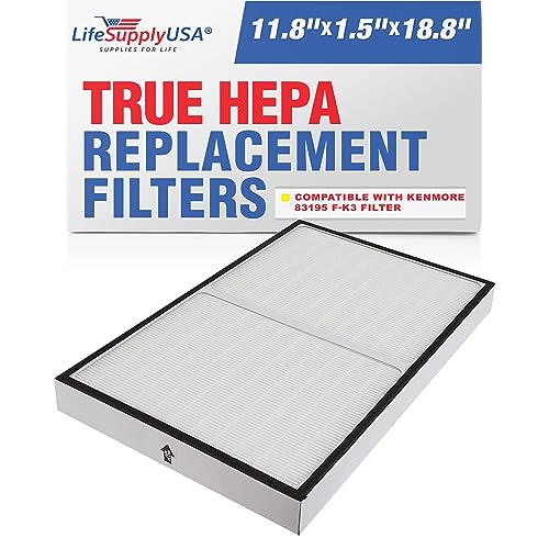 LifeSupplyUSA True HEPA Filter Replacement Compatible with Kenmore 83195 F-K3 Filter fits 83254 83396 85254 Air Purifiers