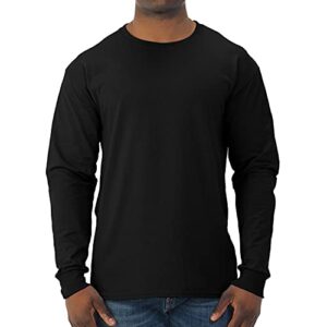 jerzees men's dri-power cotton blend long sleeve tees, moisture wicking, odor protection, upf 30+, sizes s-3x, black, large