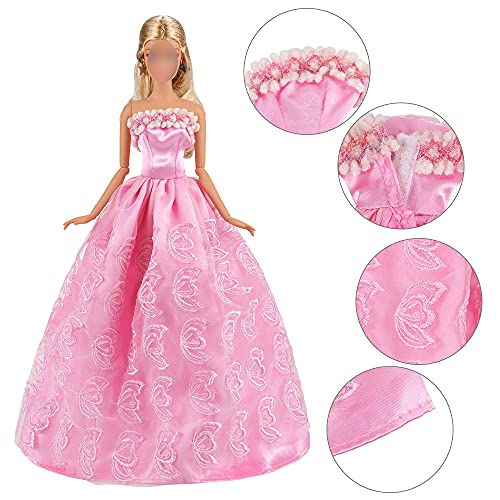 BARWA 5 Pcs Handmade Doll Clothes Wedding Gowns Party Dresses for 11.5 inch Dolls (A：5 Pcs Dresses(Random Style))