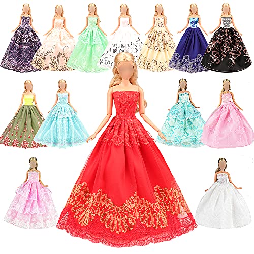 BARWA 5 Pcs Handmade Doll Clothes Wedding Gowns Party Dresses for 11.5 inch Dolls (A：5 Pcs Dresses(Random Style))