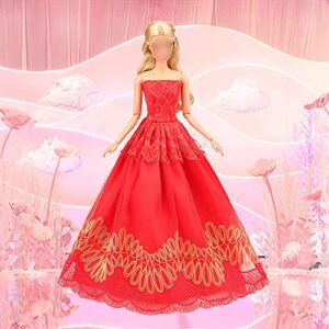 BARWA 5 Pcs Handmade Doll Clothes Wedding Gowns Party Dresses for 11.5 inch Dolls (A：5 Pcs Dresses(Random Style))