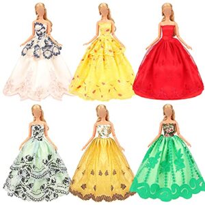 BARWA 5 Pcs Handmade Doll Clothes Wedding Gowns Party Dresses for 11.5 inch Dolls (A：5 Pcs Dresses(Random Style))