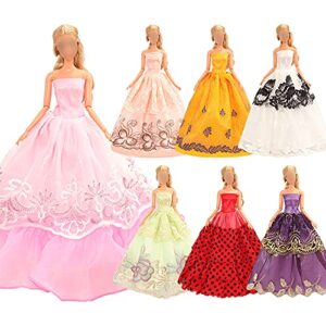 BARWA 5 Pcs Handmade Doll Clothes Wedding Gowns Party Dresses for 11.5 inch Dolls (A：5 Pcs Dresses(Random Style))