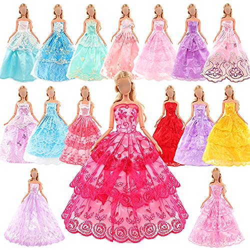 BARWA 5 Pcs Handmade Doll Clothes Wedding Gowns Party Dresses for 11.5 inch Dolls (A：5 Pcs Dresses(Random Style))