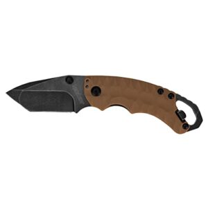 kershaw shuffle ii tan multifunction folding pocket knife (8750ttanbw), 2.6 in. 8cr13mov stainless steel tanto blade with blackwash finish, 3-position reversible pocketclip, 3 oz.