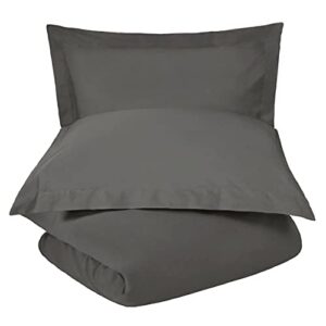 superior cotton percale duvet cover set, king/california king, gray, 3-pieces