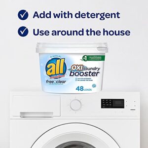 all OXI Laundry Booster for Sensitive Skin, Free Clear, 52 Ounces, 48 Loads