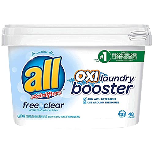 all OXI Laundry Booster for Sensitive Skin, Free Clear, 52 Ounces, 48 Loads